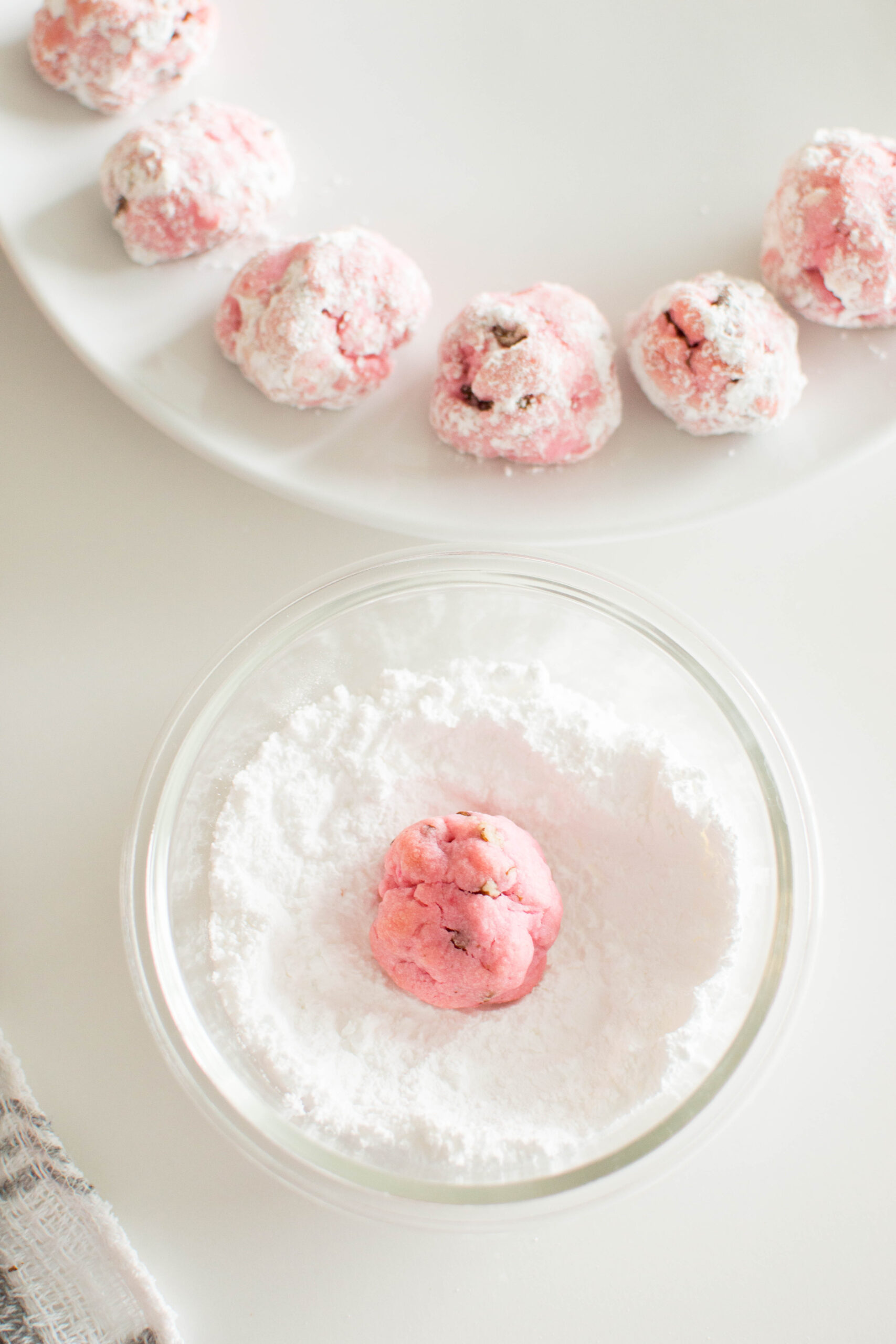 Pink Snowball Cookies - The Secret Crunch | Homemade Cookies & More
